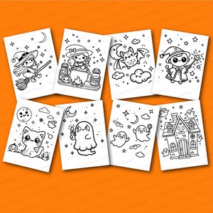 Cute Kawaii Halloween Coloring Pages for Kids, Printable Halloween ...