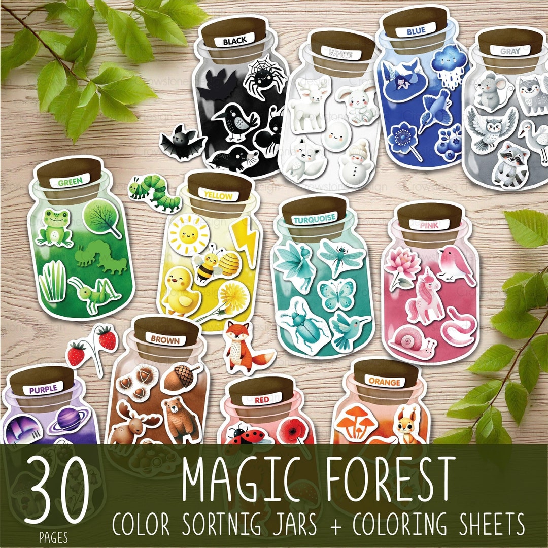 Color Sorting Jars Game Toddler Activity Worksheets, Montessori ...