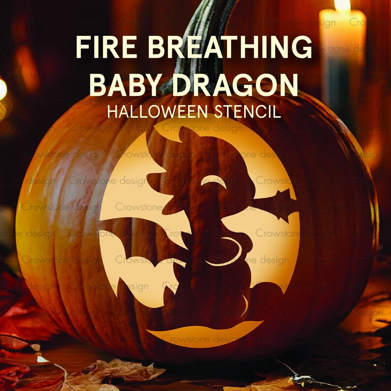 Fire Breathing Baby Dragon Halloween Pumpkin Carving Stencil:printable ...