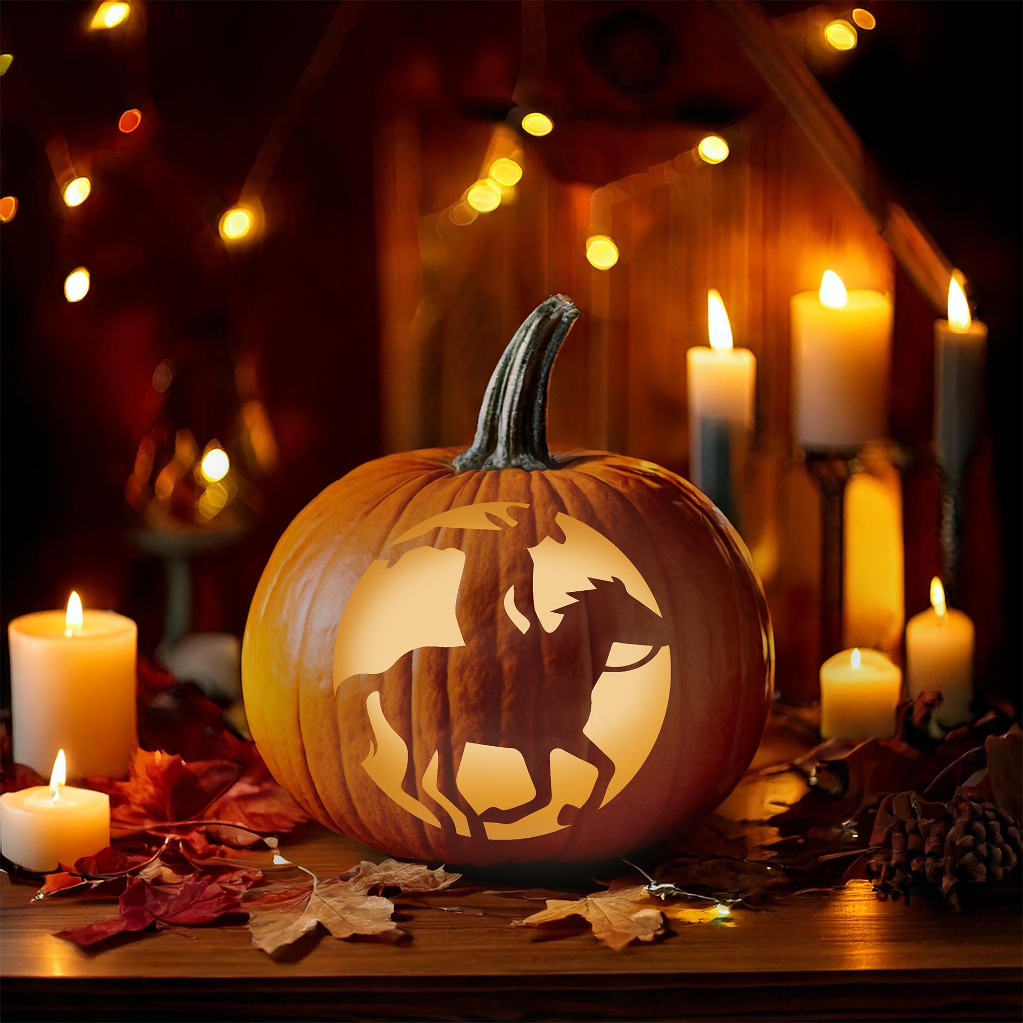 Printable Western Cowboy Horse Aztec Pumpkin Carving Stencil,halloween ...