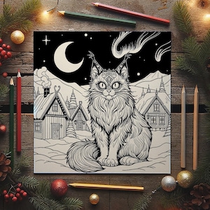 Yule Cat Colouring Page, Yule Cat Download, Christmas Coloring Pages ...