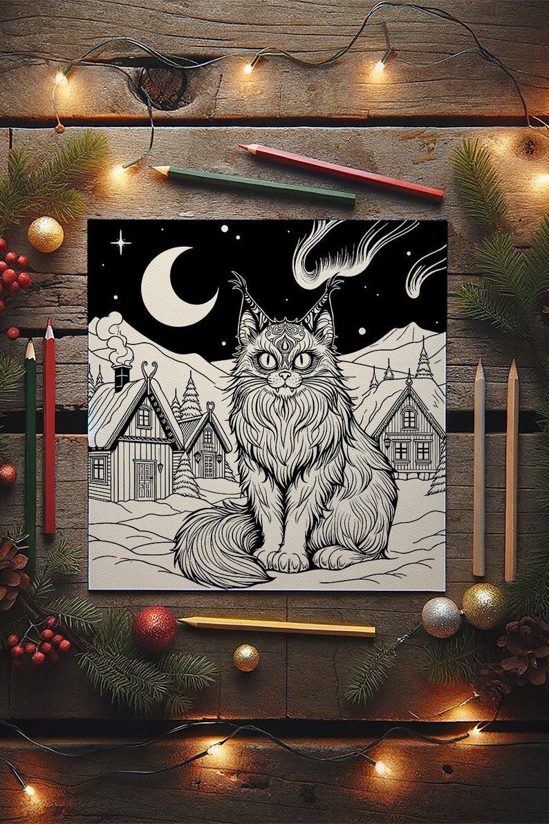 Yule Cat Colouring Page, Yule Cat Download, Christmas Coloring Pages ...