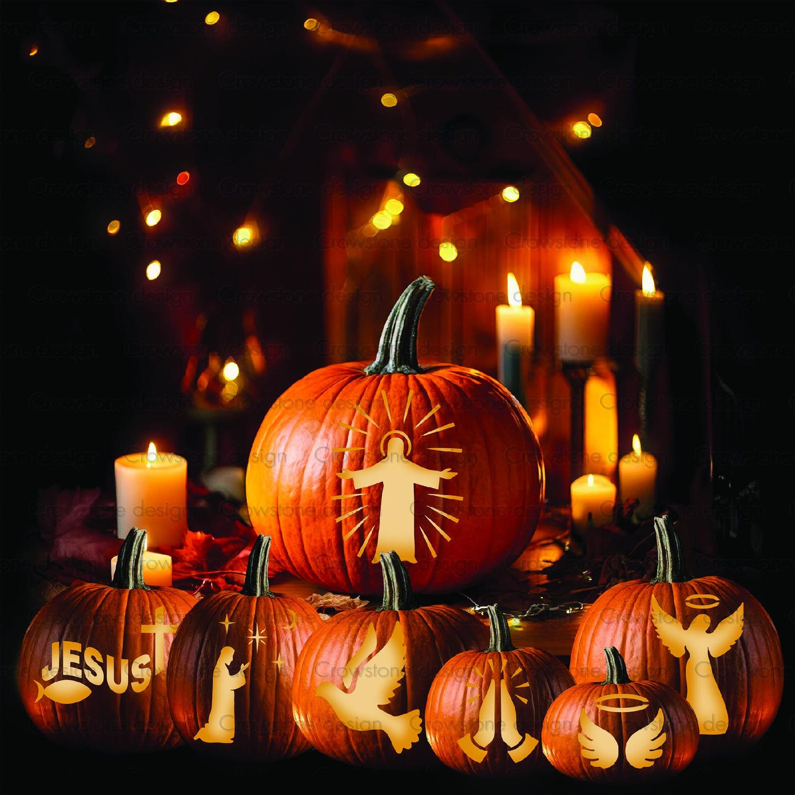 7 Christian Halloween Pumpkin Carving Stencils,printable Religious ...
