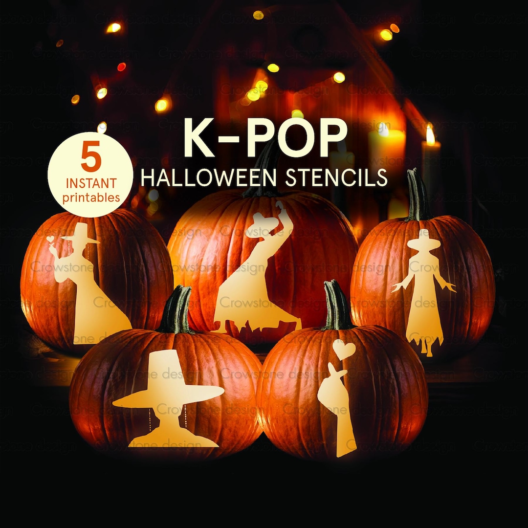 5 K-pop Music Halloween Pumpkin Carving Stencils,printable Teenagers ...