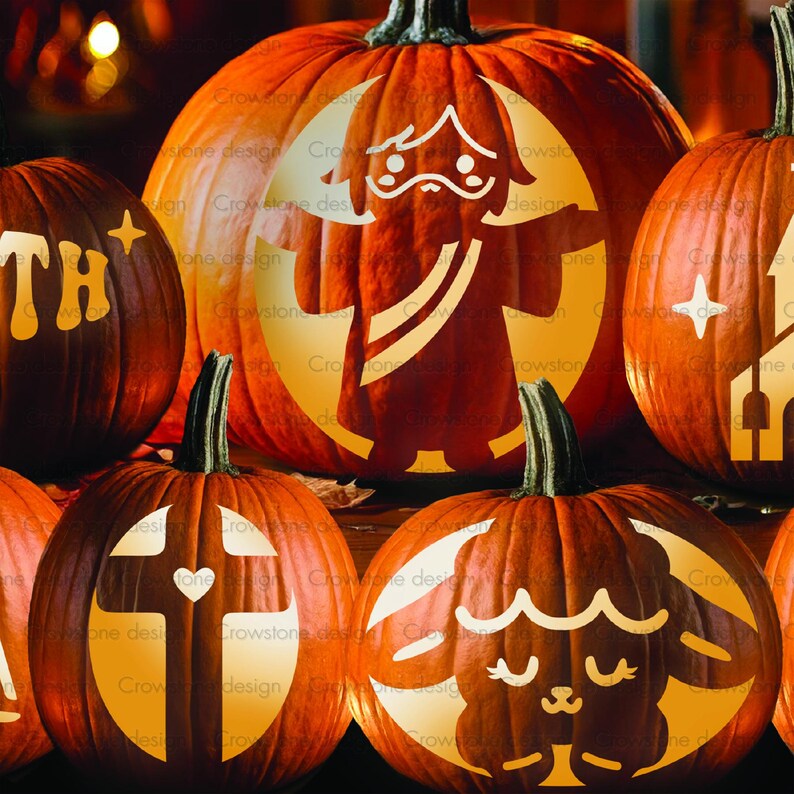 7 Kids Christian Halloween Pumpkin Carving Stencils,printable Religious ...