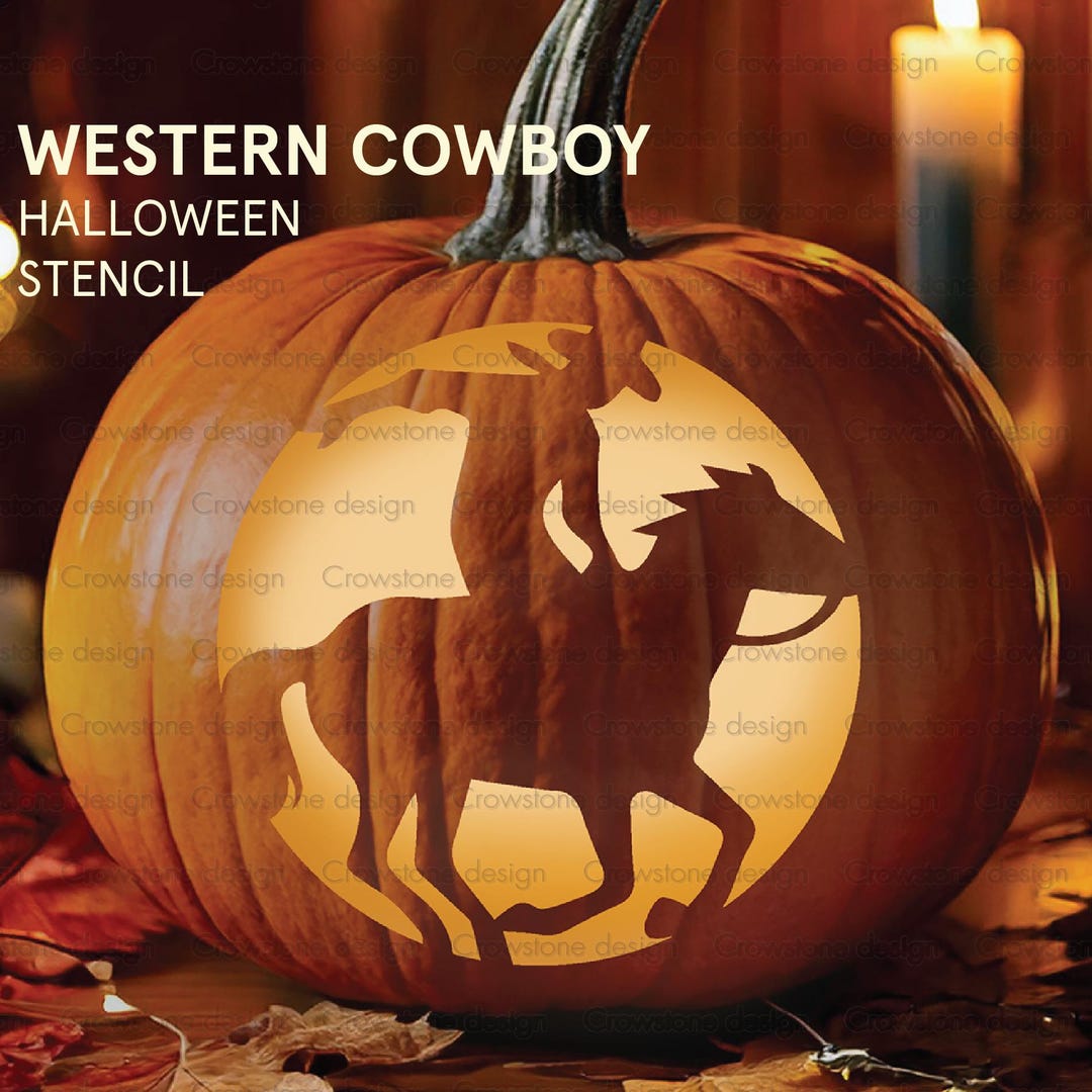 Printable Western Cowboy Horse Aztec Pumpkin Carving Stencil,halloween ...