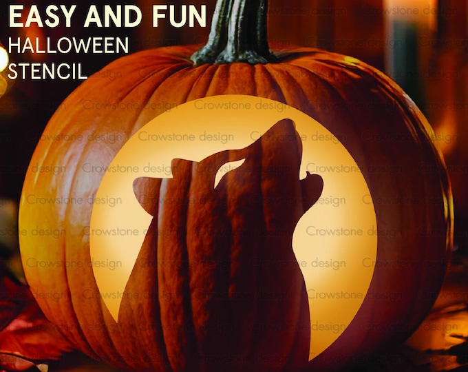 Wolf Pumpkin Stencil, Printable Pumpkin Stencil, Halloween Template ...