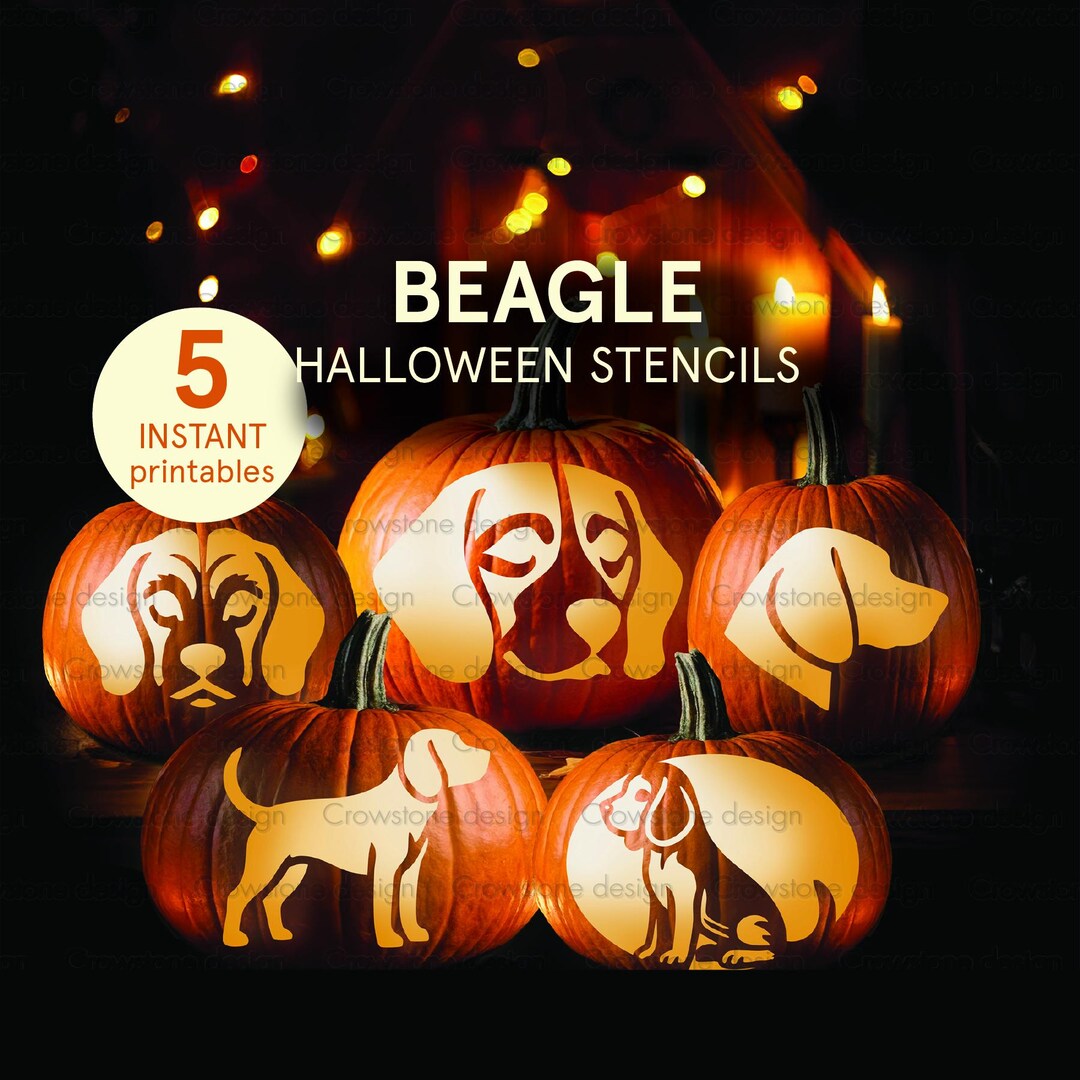 Cute Beagle Dog Halloween Pumpkin Carving Stencil, Pet Dog Animal Lover ...