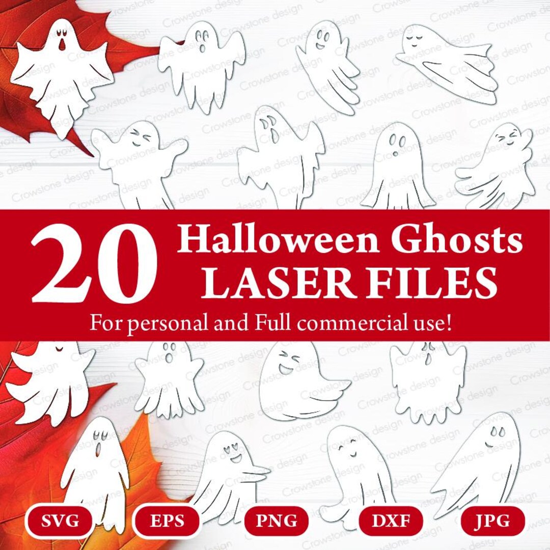 20 Halloween Ghosts Bundle Svg,halloween Laser Cut File,halloween Svg ...