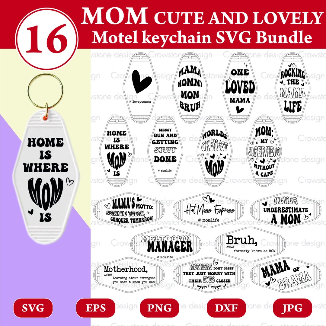 16 Funny Mothers Day Keychain SVG Bundle, Motel Keychain Svg,retro ...