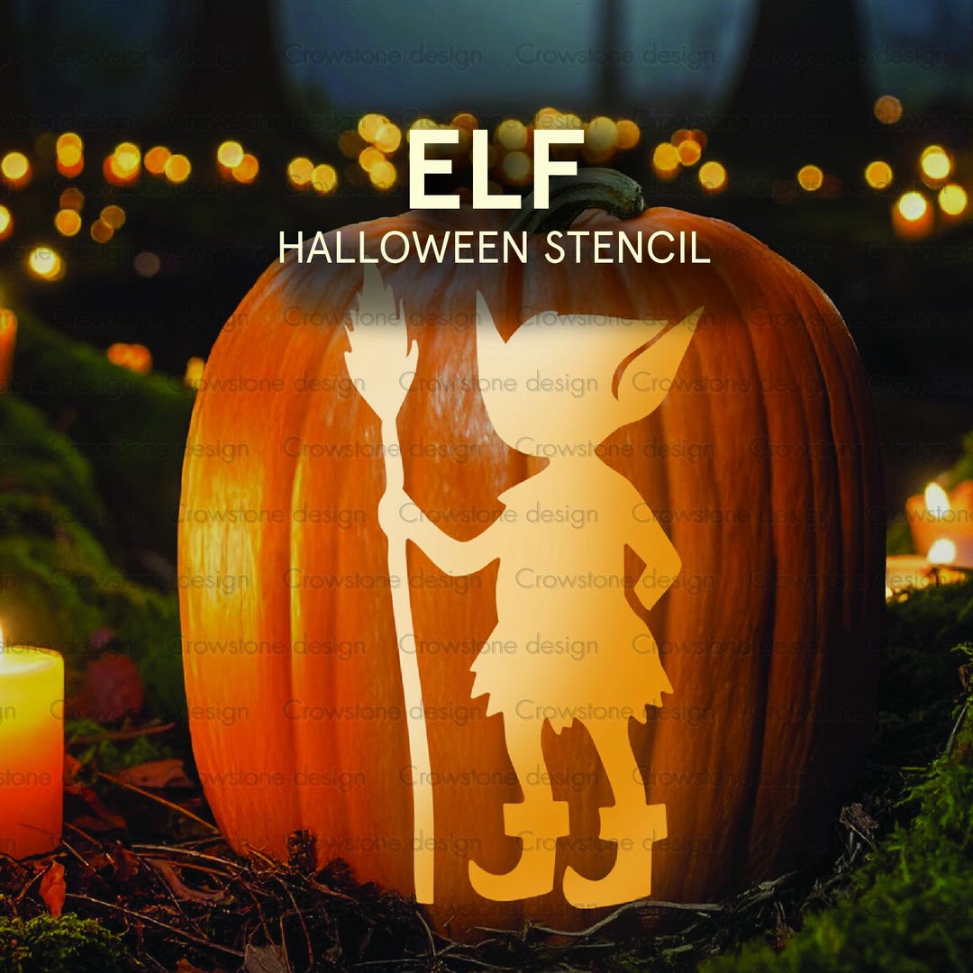 Elf Magic Halloween Pumpkin Carving Stencil, Enchanted Forest Fall ...