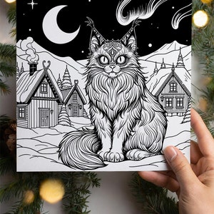 Yule Cat Colouring Page, Yule Cat Download, Christmas Coloring Pages ...