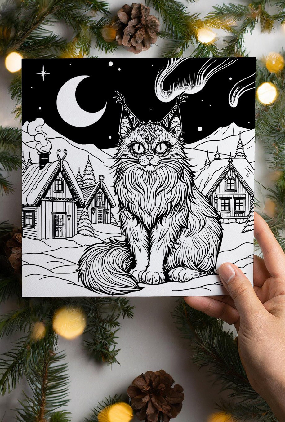 Yule Cat Colouring Page, Yule Cat Download, Christmas Coloring Pages ...