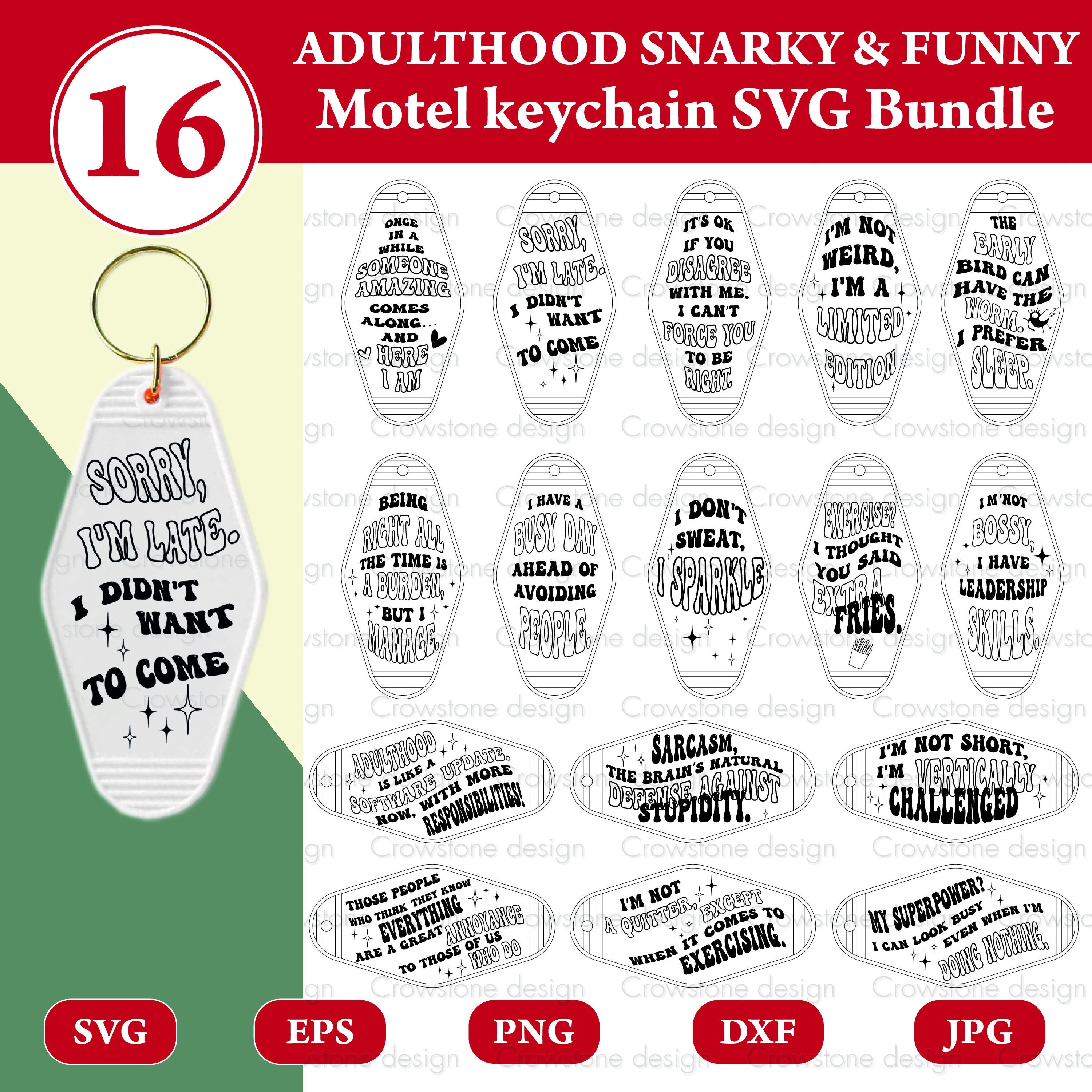 16 Snarky Funny Sarcastic Hotel Keychain SVG Bundle,motel Keychain Svg ...