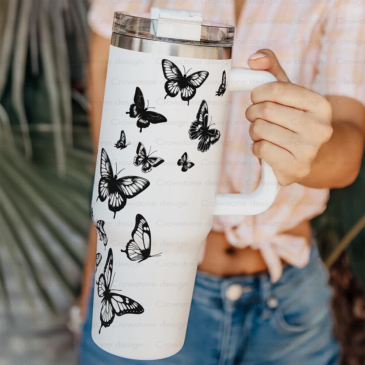 Butterfly Tumbler Wrap SVG, 40 Oz Stanley Tumbler Full Wrap,laser ...