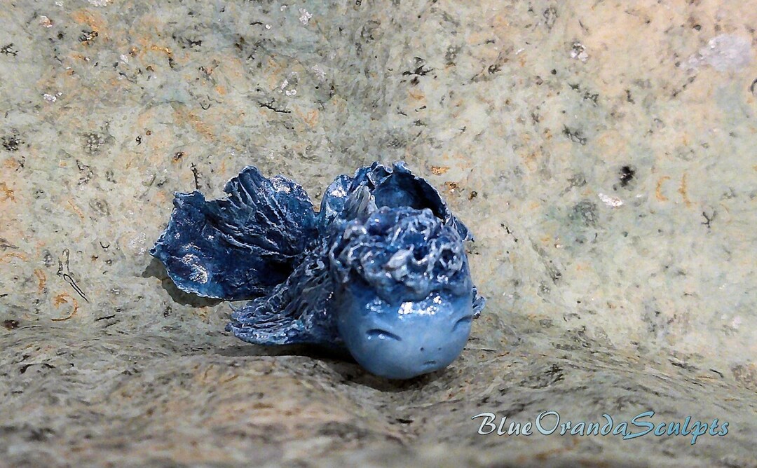 Blue Oranda Goldfish Sculpture Hand Sculpted and Painted OOAK Figurine ...