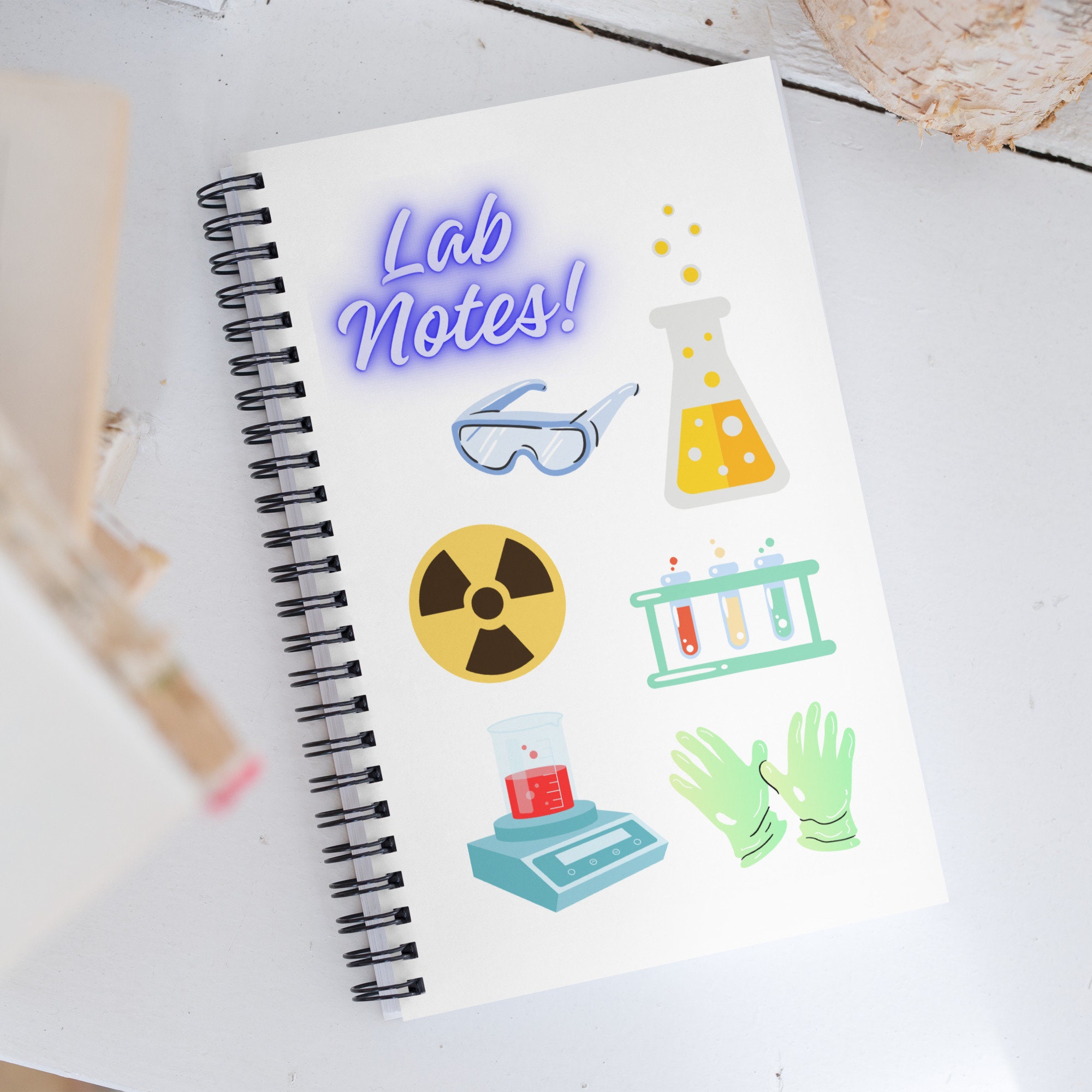 Spiral Notebook Chemisty Lab Notes Sciene STEM Test Tubes Chemicals ...
