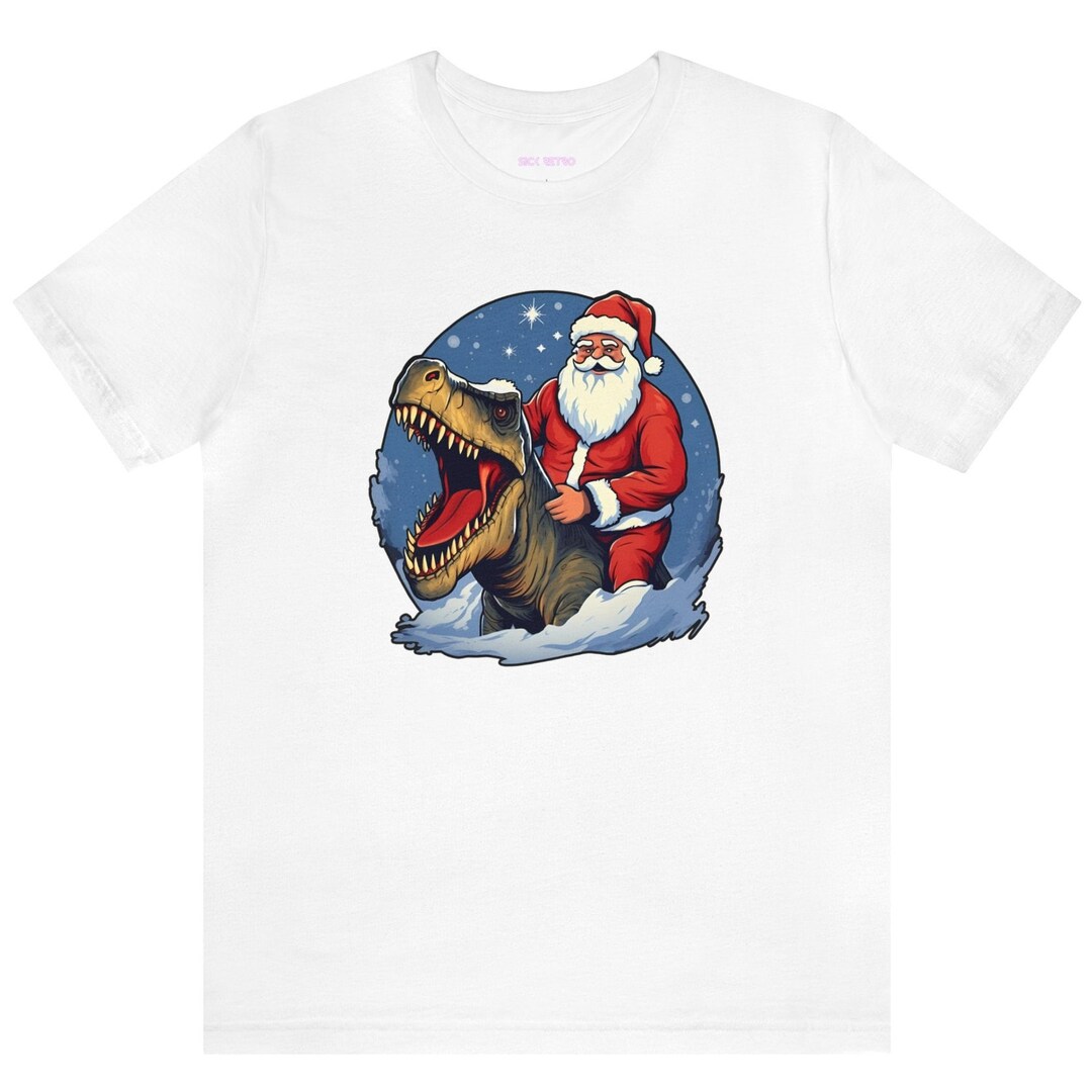 Santa T Santa Riding T-rex Santa T-rex Funny Christmas - Etsy