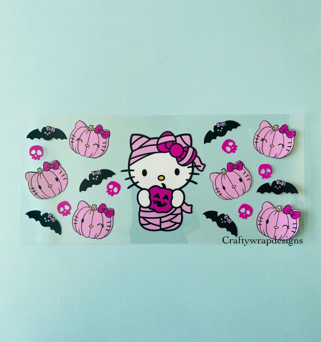 Uv Dtf Halloween Kitty Cup Wrap, Kitty Wraps for Can Glass, Uv Dtf Stickers, Kitty Uvdtf Wrap ...