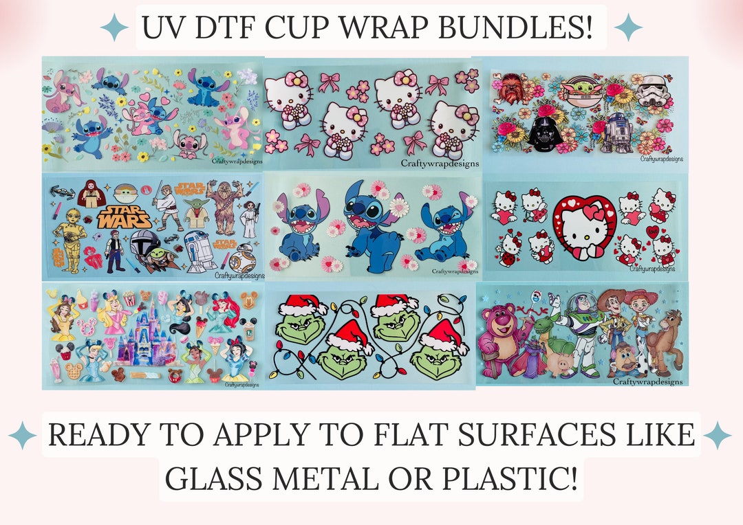 UV DTF Cup Wrap Bundle, Permanent Stickers, Uvdtf Stickers for Cups and ...