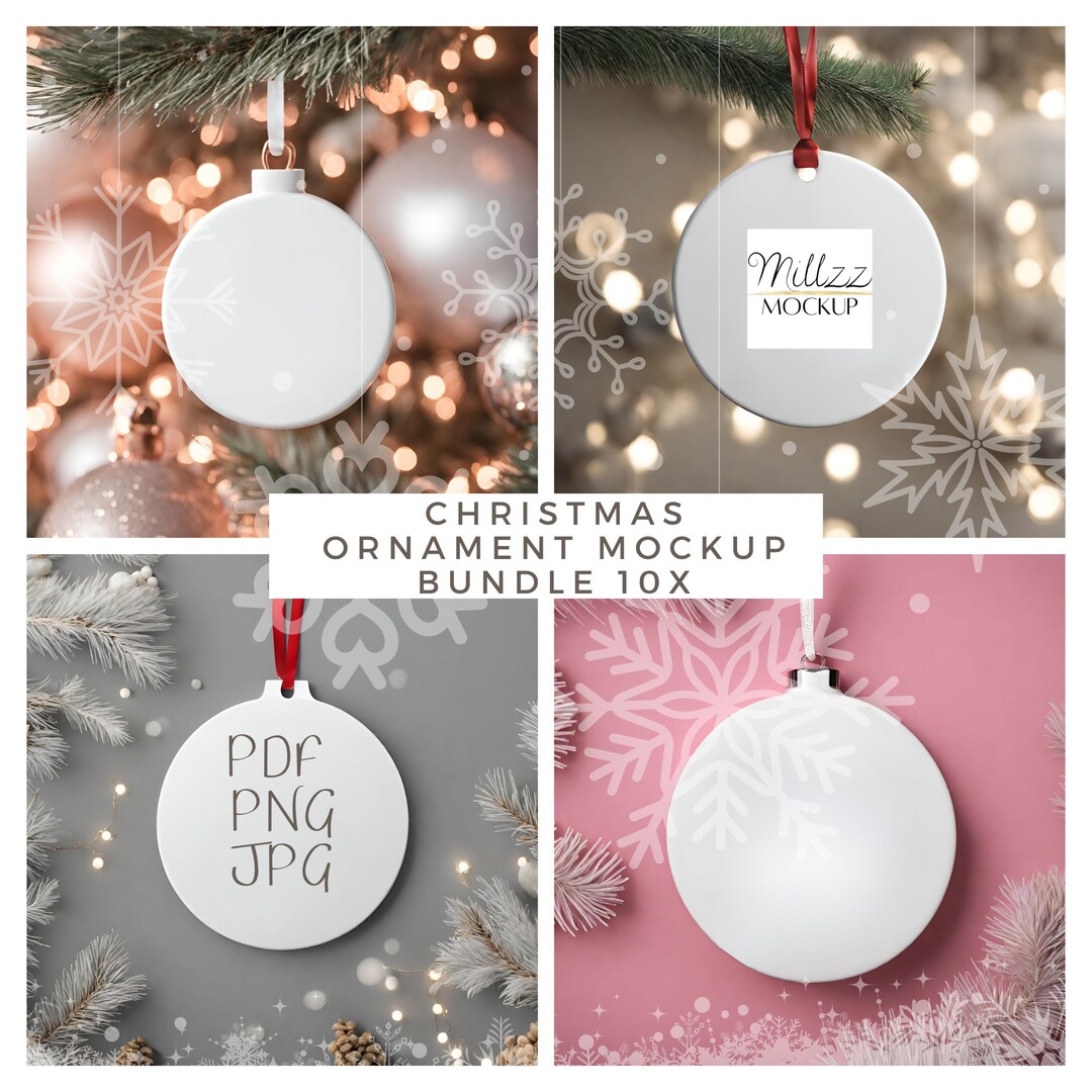 Christmas Ornaments Mockup Bundle 10x: Customizable Ornament Blank ...