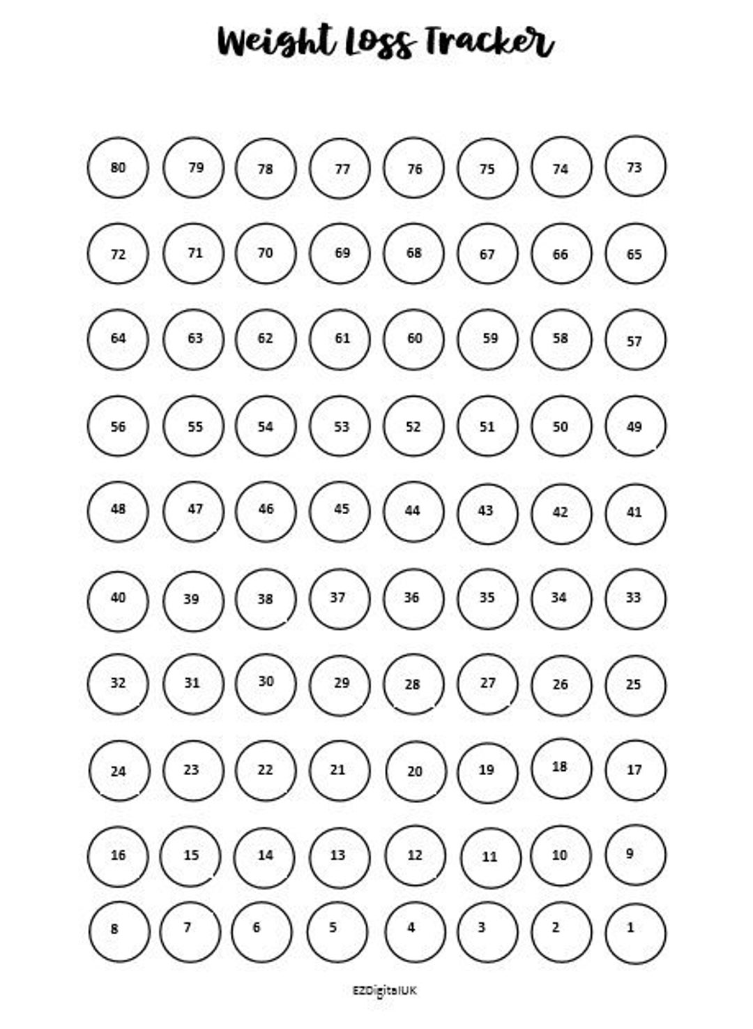 Weight Loss Tracker - 80lbs - Etsy
