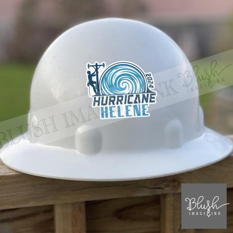 Hurricane Helene 2024 Hard Hat Decal Lineman Gift 2024 Hurricane Helene ...