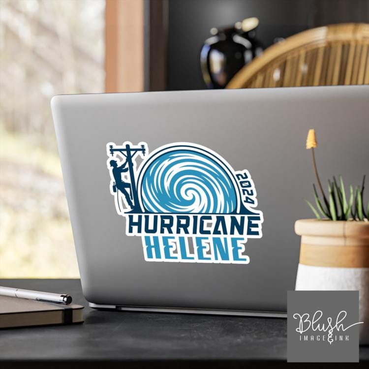 Hurricane Helene 2024 Hard Hat Decal Lineman Gift 2024 Hurricane Helene ...
