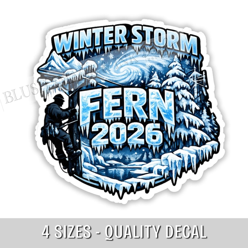 Lineman Winter Storm Fern 2026 Blizzard Freeze of 2026 Hard Hat Sticker ...