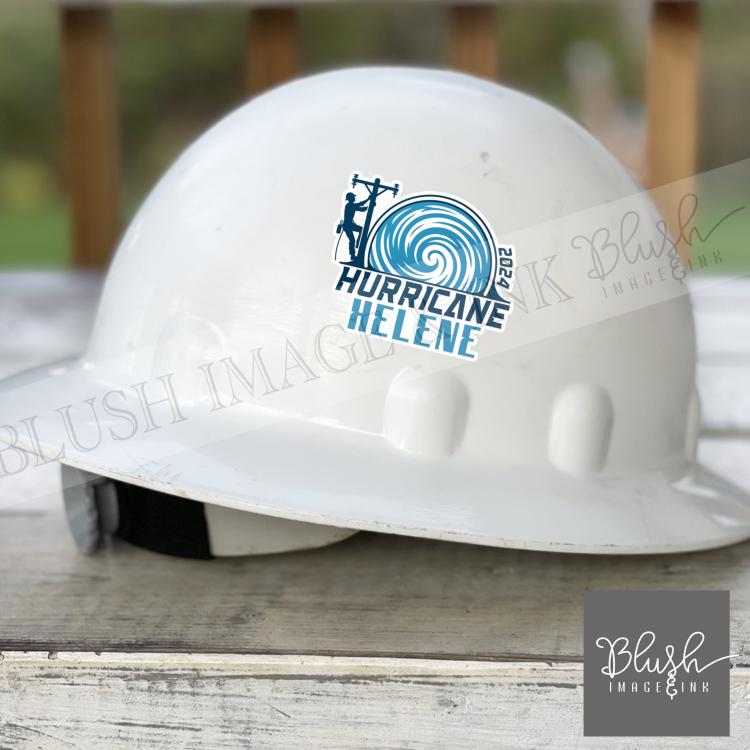 Hurricane Helene 2024 Hard Hat Decal Lineman Gift 2024 Hurricane Helene ...