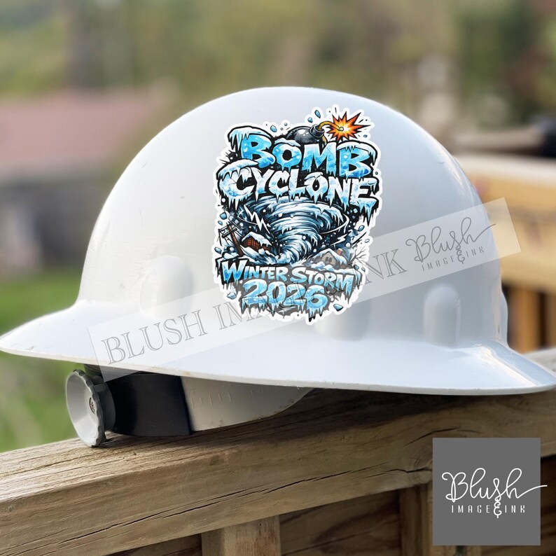 Lineman Winter Storm Bomb Cyclone 2026 Blizzard Hard Hat Sticker for ...