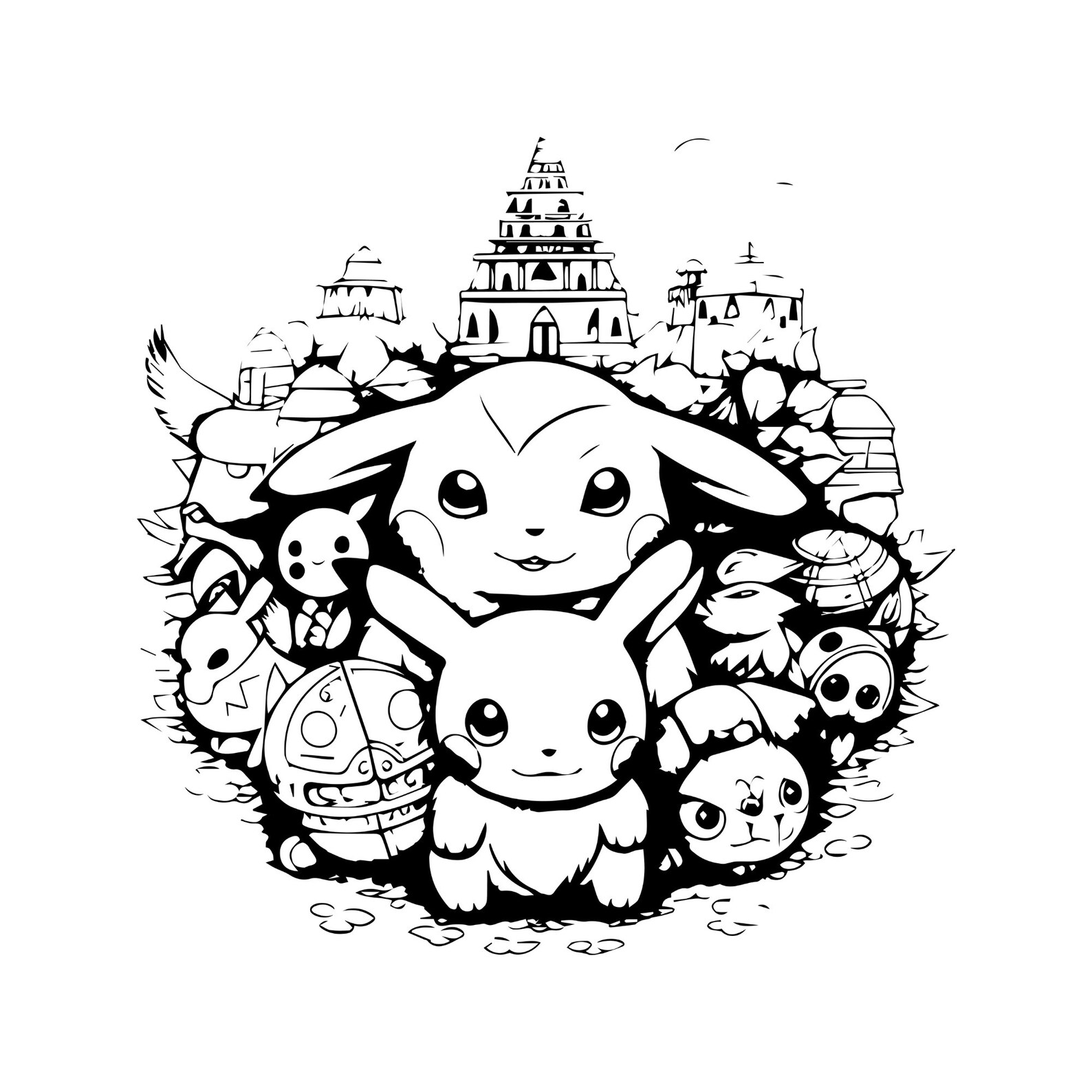 Pikachu Colouring Page Pokemon SVG Bundle Pokemon PNG - Etsy