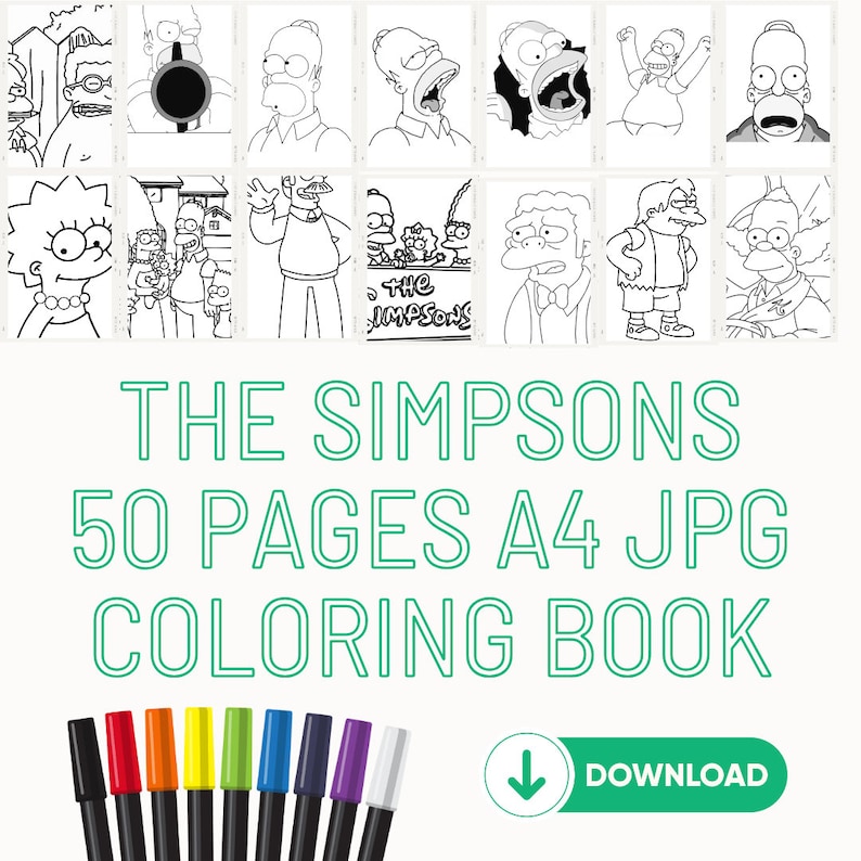 The Simpsons Coloring Book for Children 50 A4 Pages Ready to Print and ...