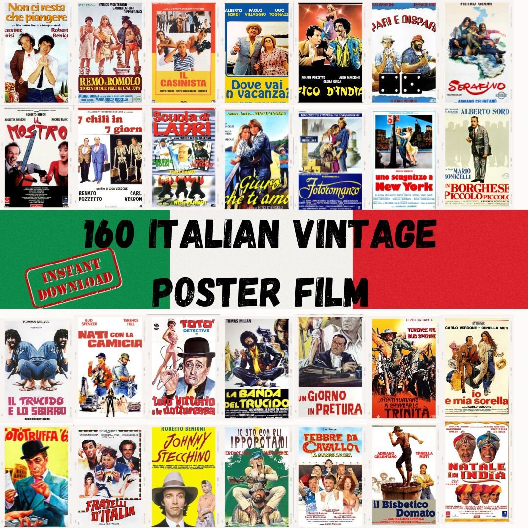 Italian Cinema Poster, Vintage Film Poster, Aesthetic Wall Collage Kit ...