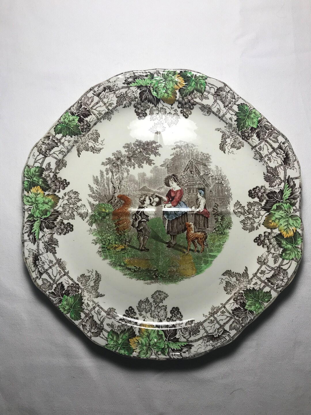 Copeland Spode's Byron Sandwich Plate Ironstone Platter Brown and Green ...