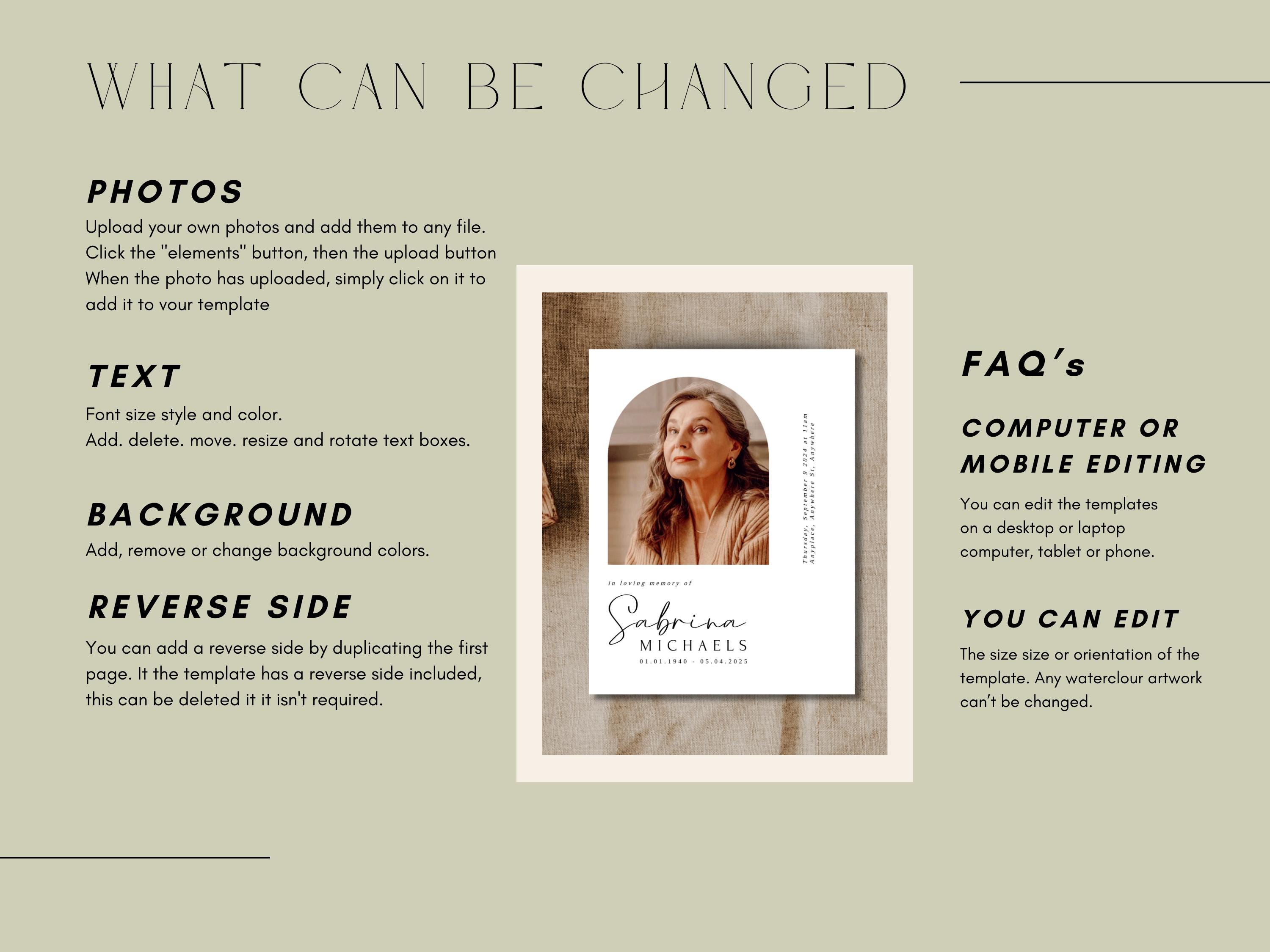 Arch Funeral Program Template, Aesthetic Minimalist Folded Funeral ...