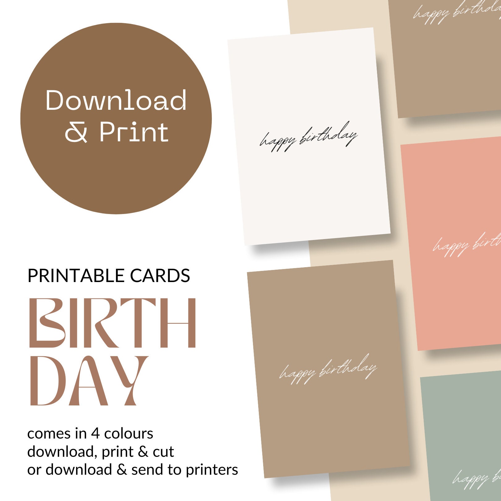 Minimalist Birthday Card Digital Download 5 X 7 - Etsy