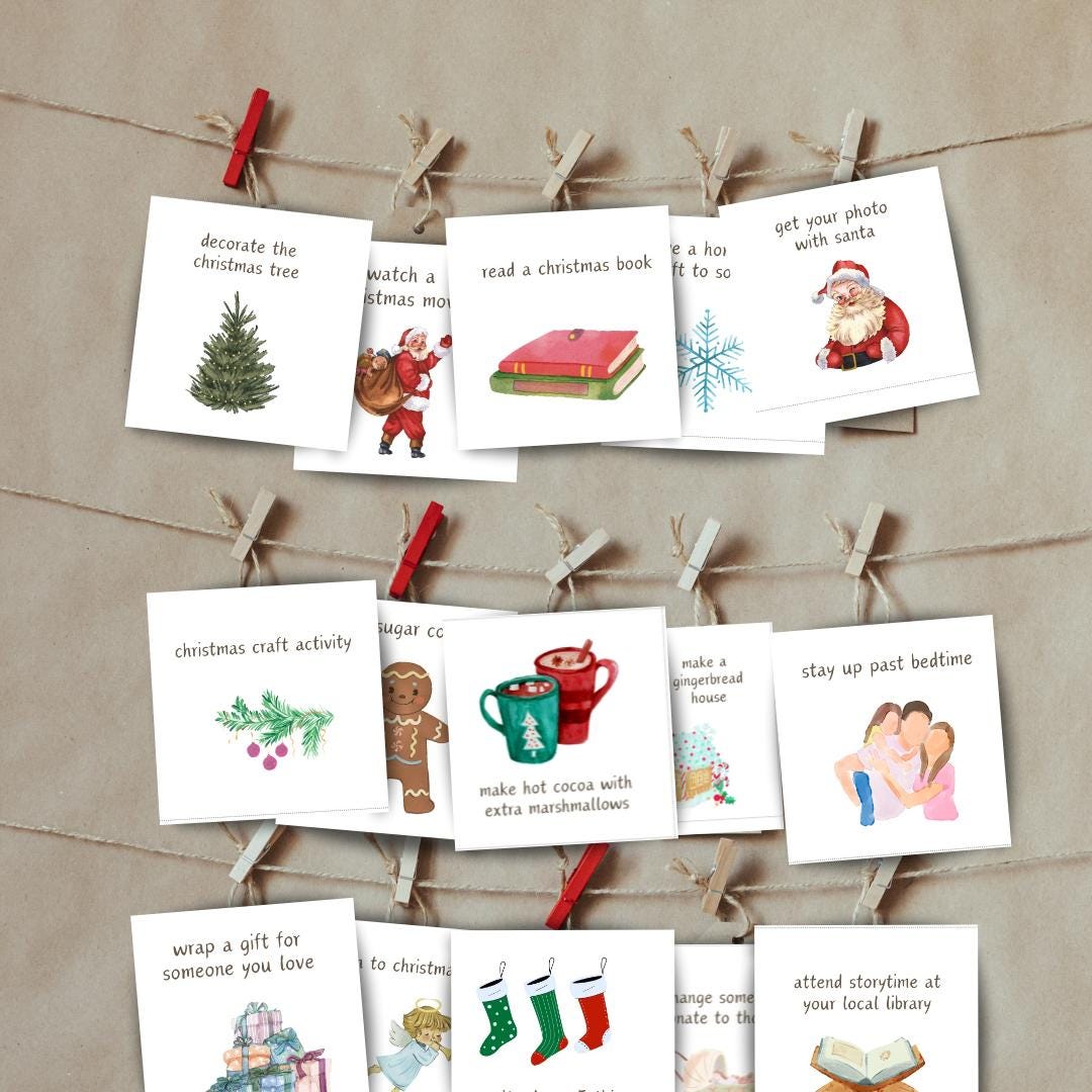 Kids Christmas Advent Activity Cards: Printable Holiday Tradition ...