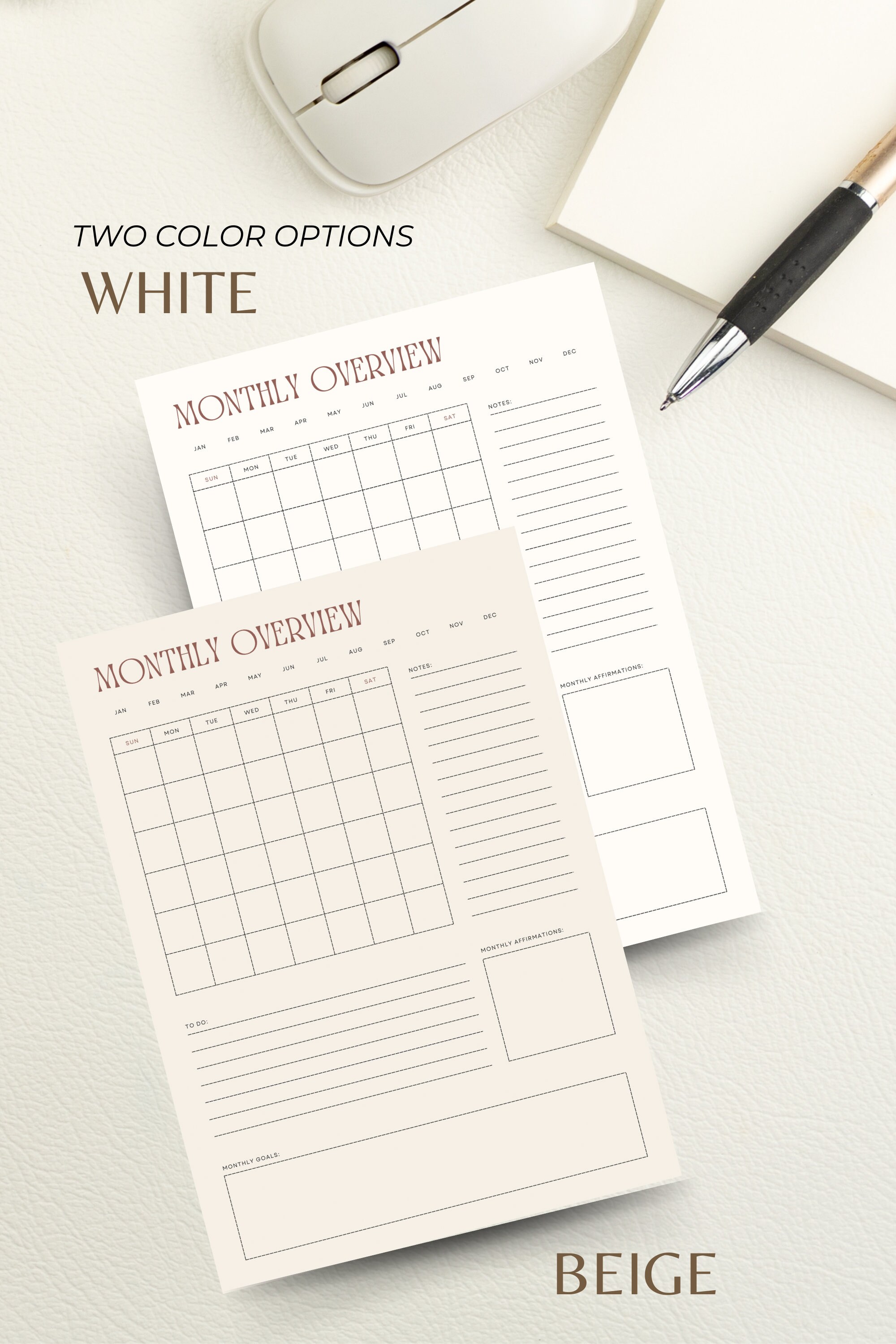 Monthly Productivity Planner Printable A4, Portrait, Minimalist Design ...