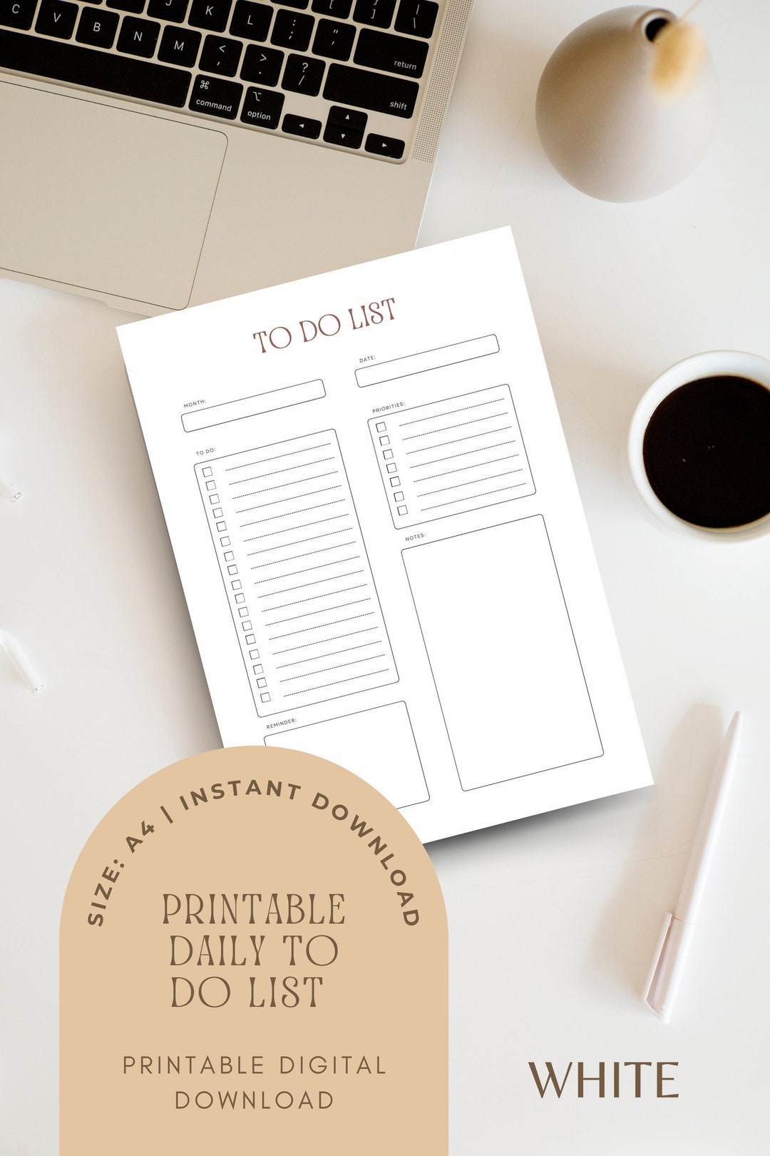 Minimalist Printable Daily to Do List, Simple Tasks Template ...