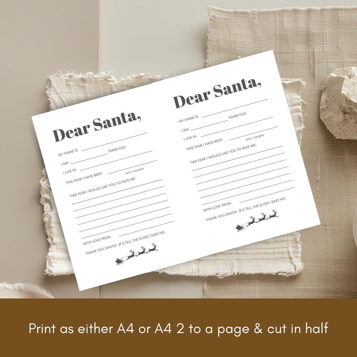 Printable Letter to Santa: Kids Christmas Wish List (digital Download ...