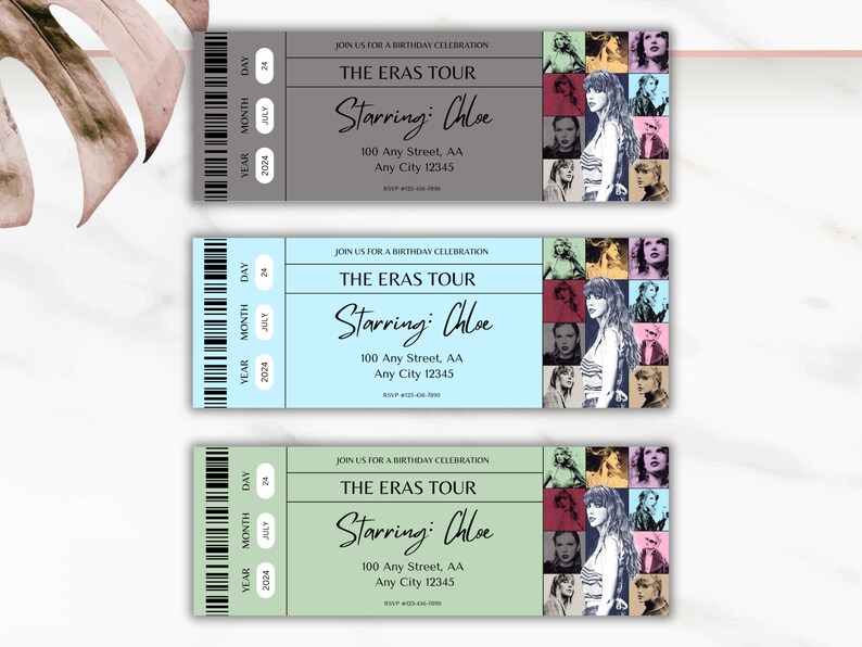 Editable Ticket Stubs in Her Birthday Era Birthday Invitations for ...