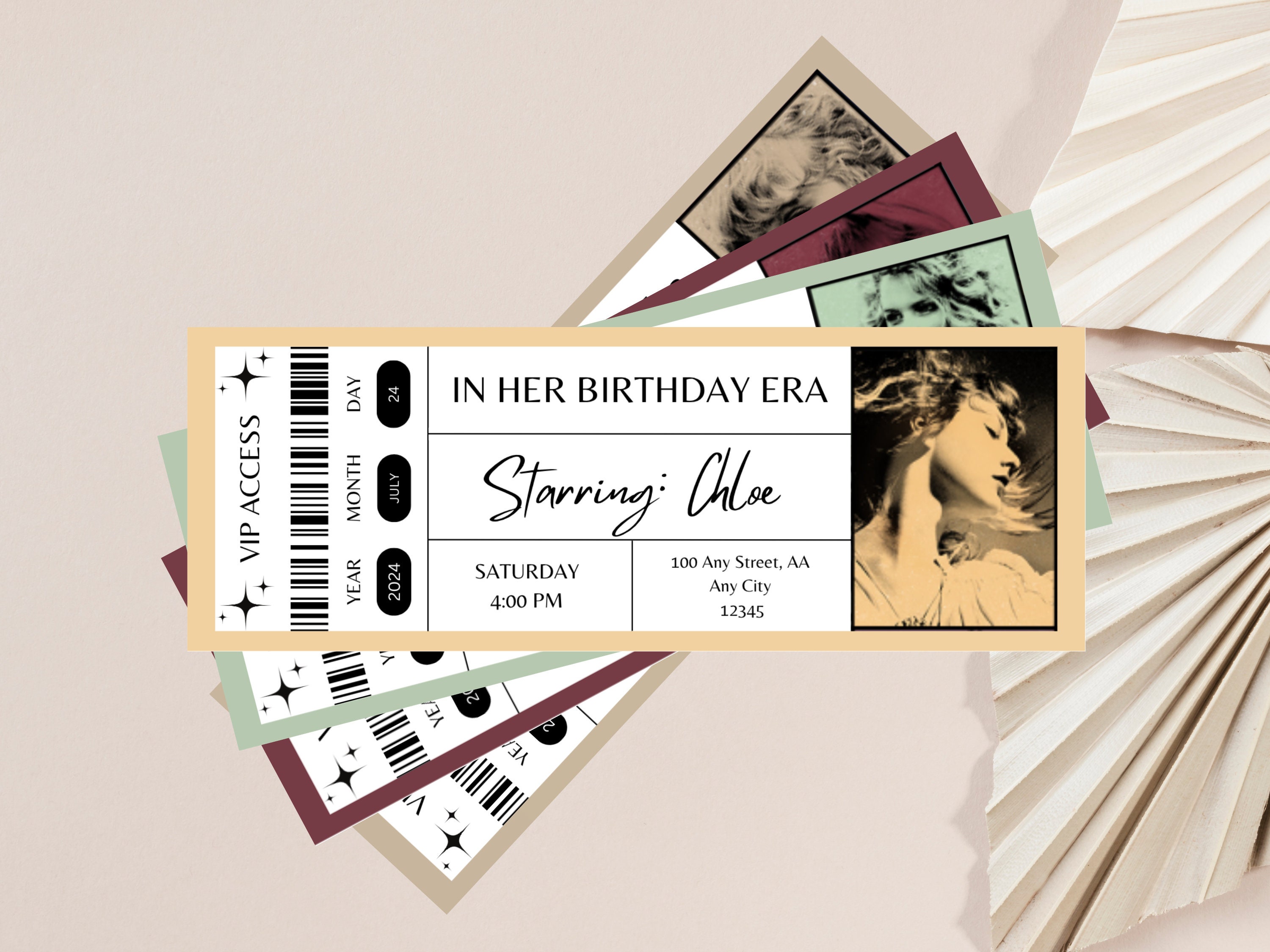 Taylor Swift Ticket Stub Digital Invites Birthday Bundle Invitations in ...