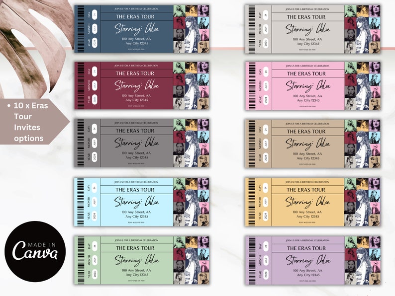 Editable Ticket Stubs in Her Birthday Era Birthday Invitations for ...