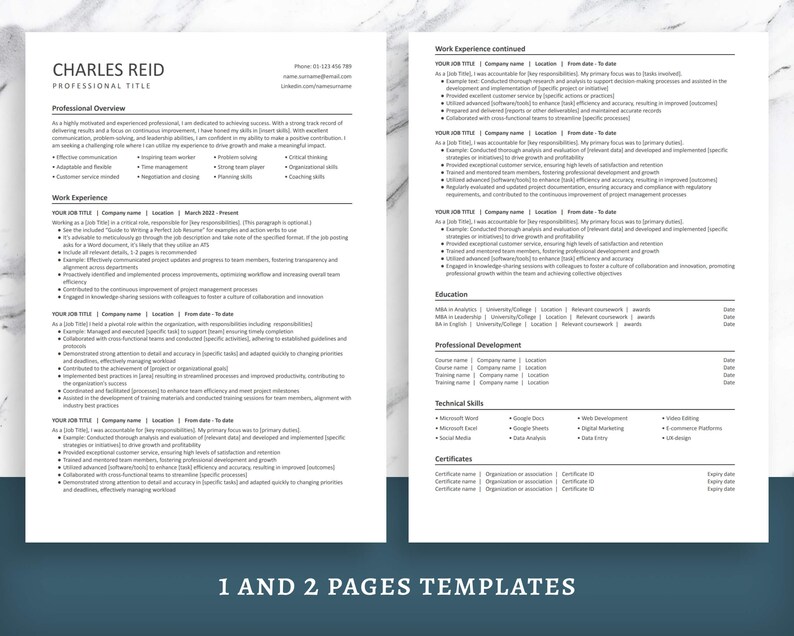 MODERN COMPACT Ats-friendly Resume Template, Hassle Free and Easy ...