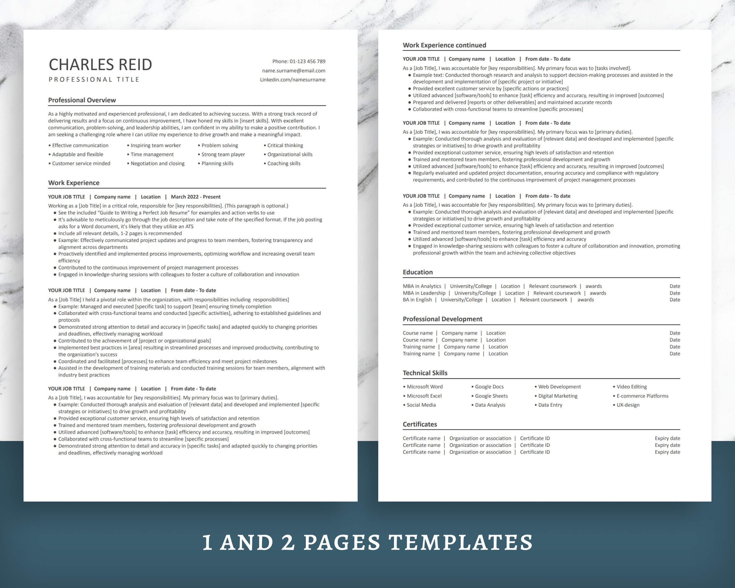 MODERN COMPACT Ats-friendly Resume Template, Hassle Free and Easy ...
