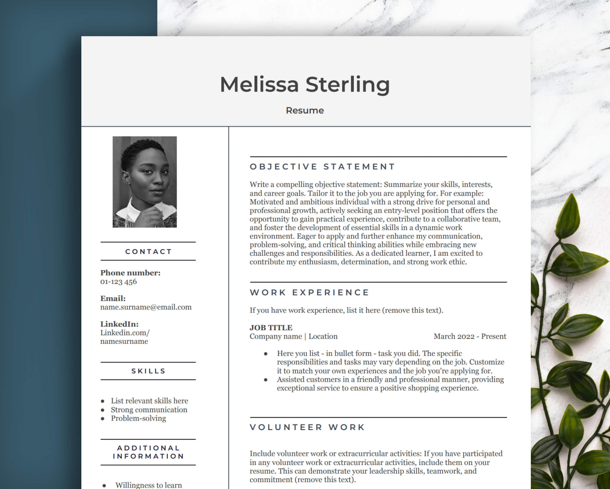 FUNCTIONAL Resume Template With Photo. Skills Based CV If You Are ...