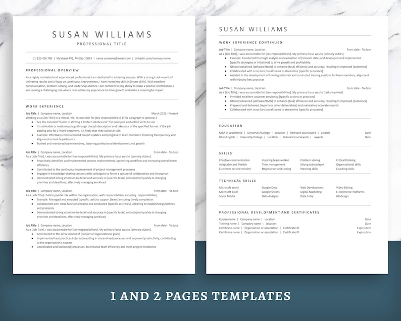 Ats-friendly Resume Template, Classic Simple CV (digital Download) - Etsy