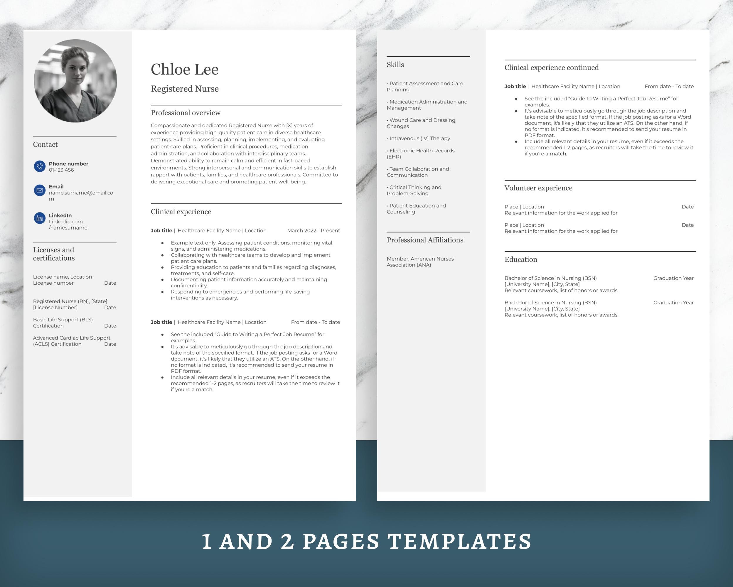 RN REGISTERED NURSE Resume Template. Example Text and Sections ...
