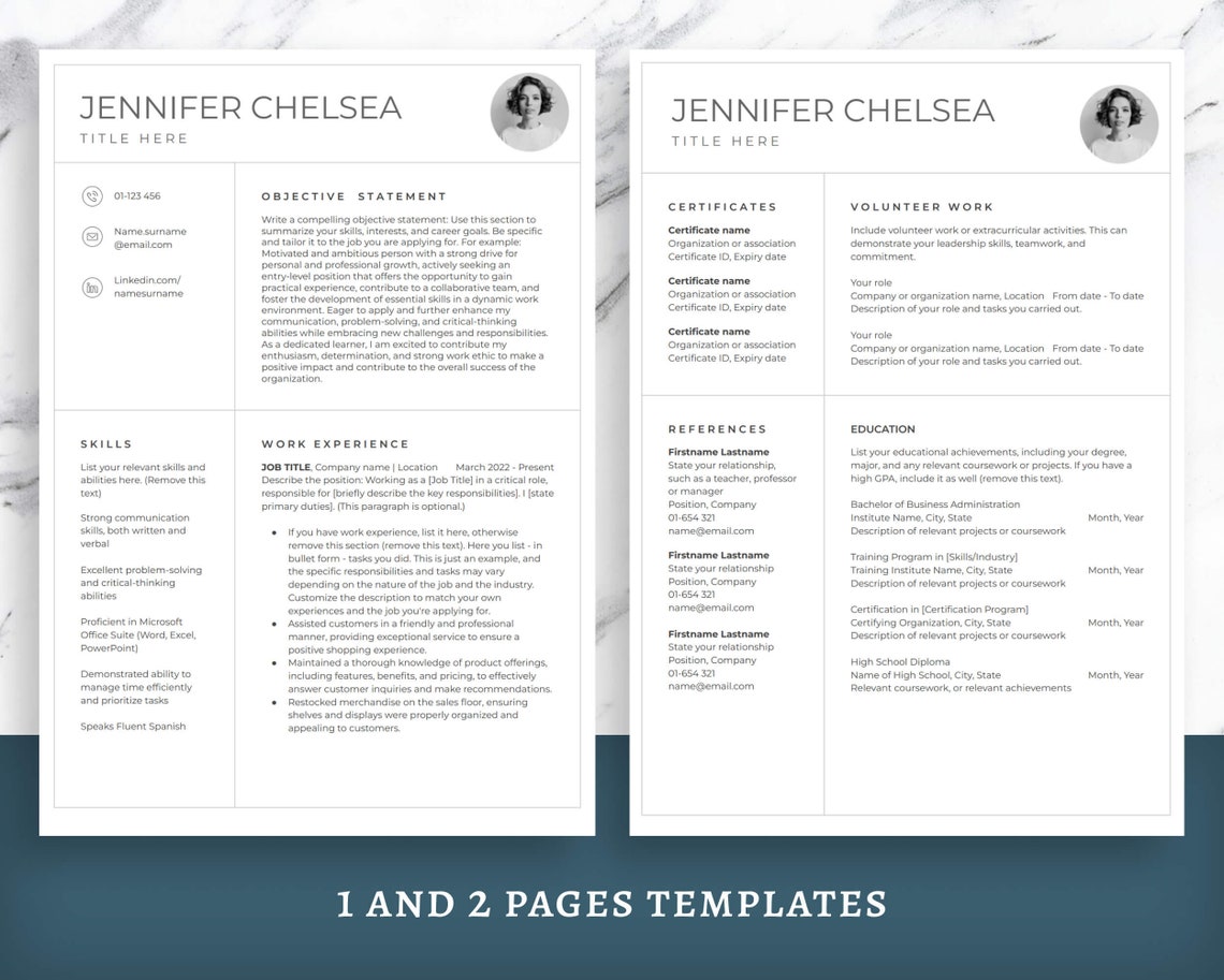 FIRST JOB Modern Student Resume Template With Photo, Skills Based for ...